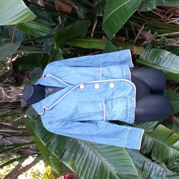 Sigrid Olsen | Jackets & Coats | Sigrid Olsen Trimmed Blue Jean Blazer ...